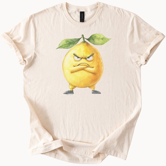 Gildan | Tops | Angry Lemon Graphic T Shirt Funny Fruit Face Tee Unique ...